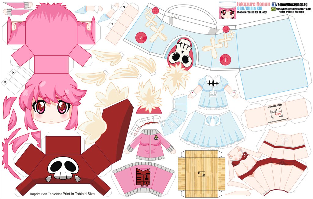 Papercraft Anime – Jakuzure Nonon. – Manualidades a Raudales