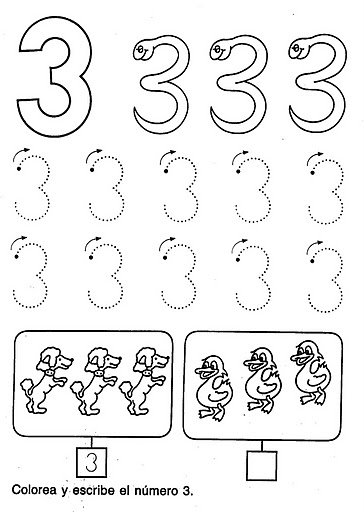 Grafomotricidad Numero 3 02 Manualidades A Raudales